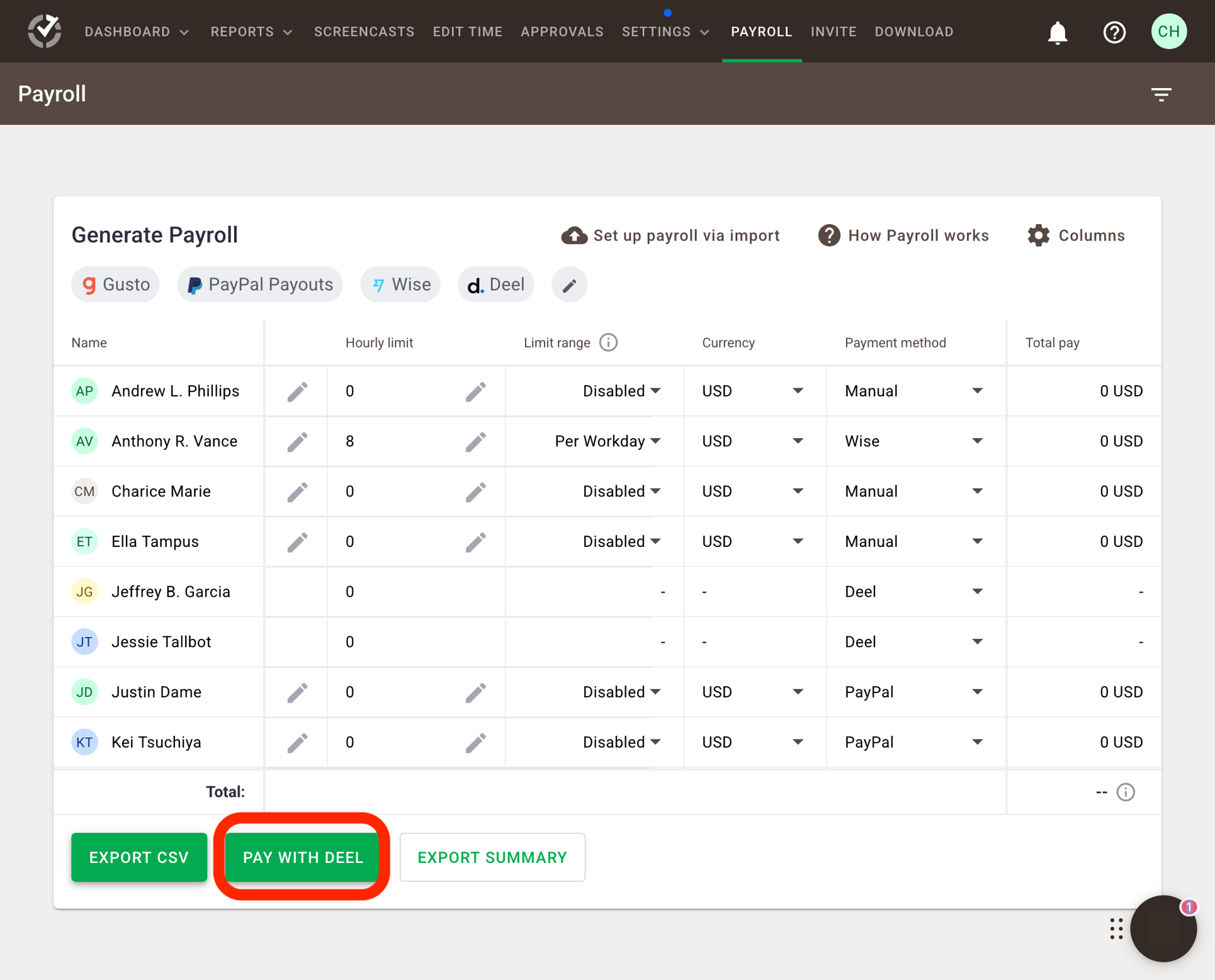 Connecting Deel with Time Doctor